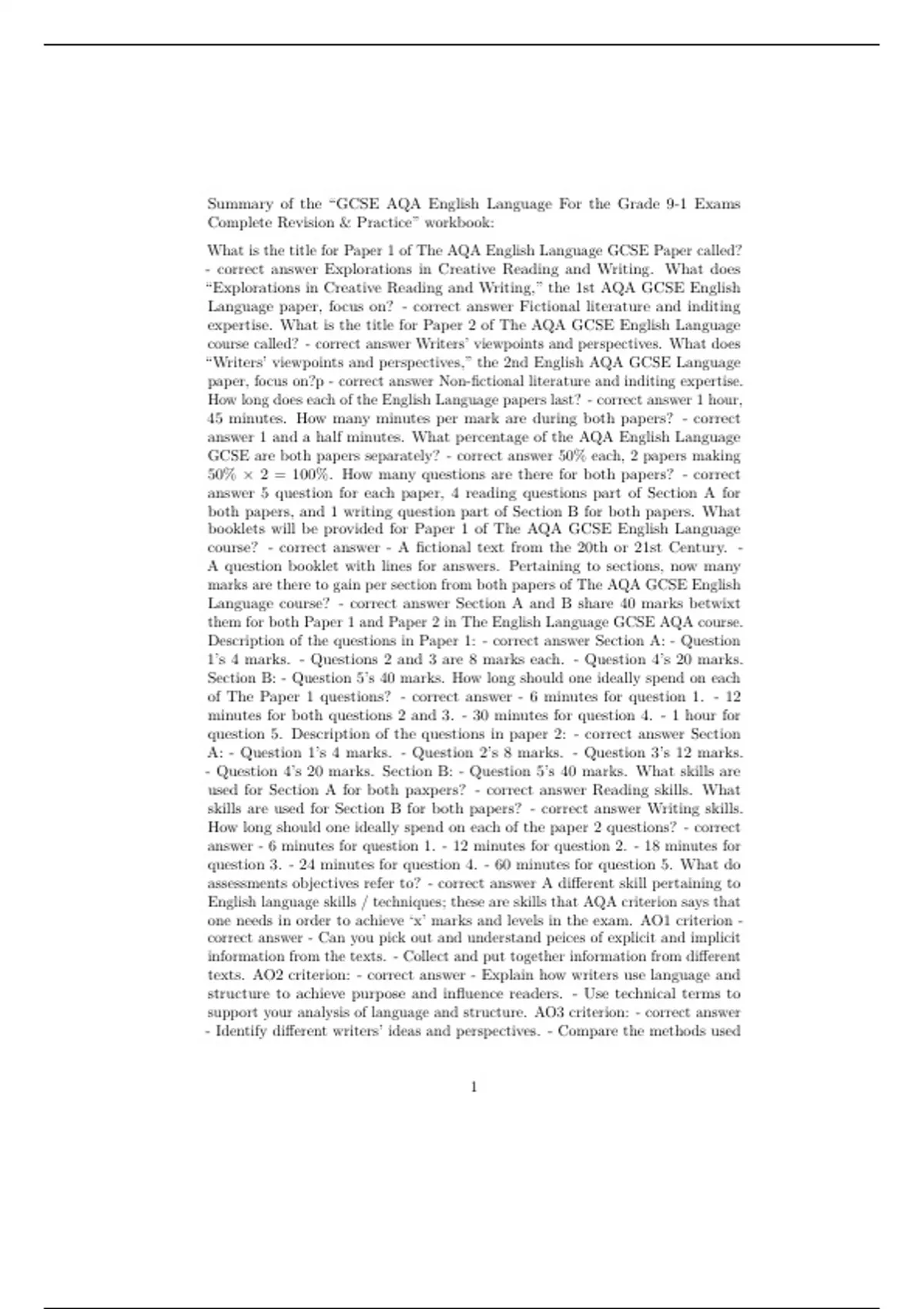 GCSE AQA English Language For the Grade 9-1 Exams with verified and ...