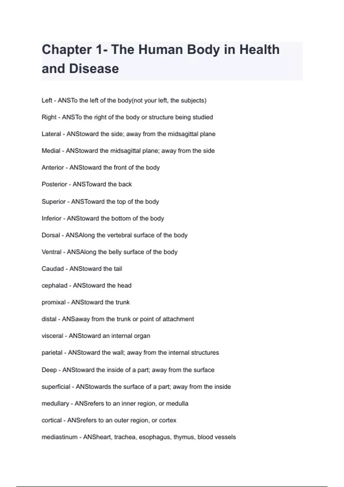 Chapter 1- The Human Body in Health and Disease - The Human Body in ...