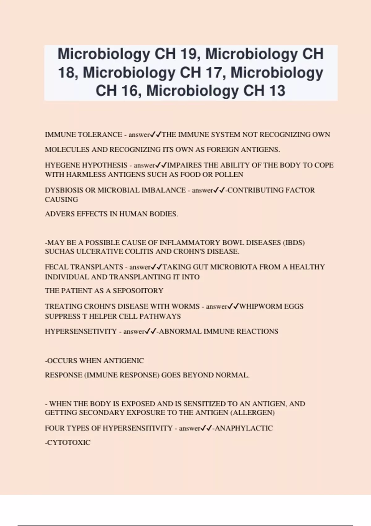 Microbiology CH 19, Microbiology CH 18, Microbiology CH 17, Microbiology CH 16, Microbiology CH ...