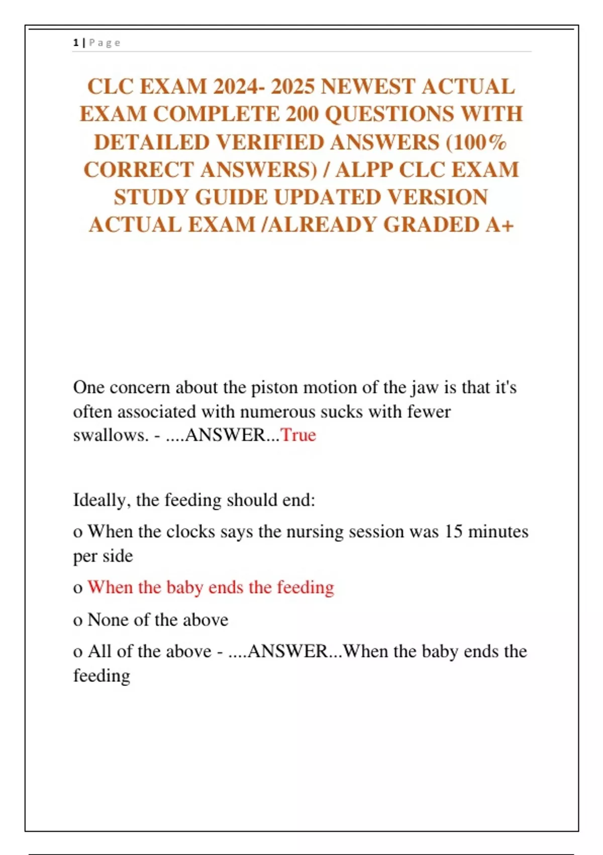 CLC EXAM NEWEST ACTUAL EXAM COMPLETE 200 QUESTIONS WITH DETAILED ...