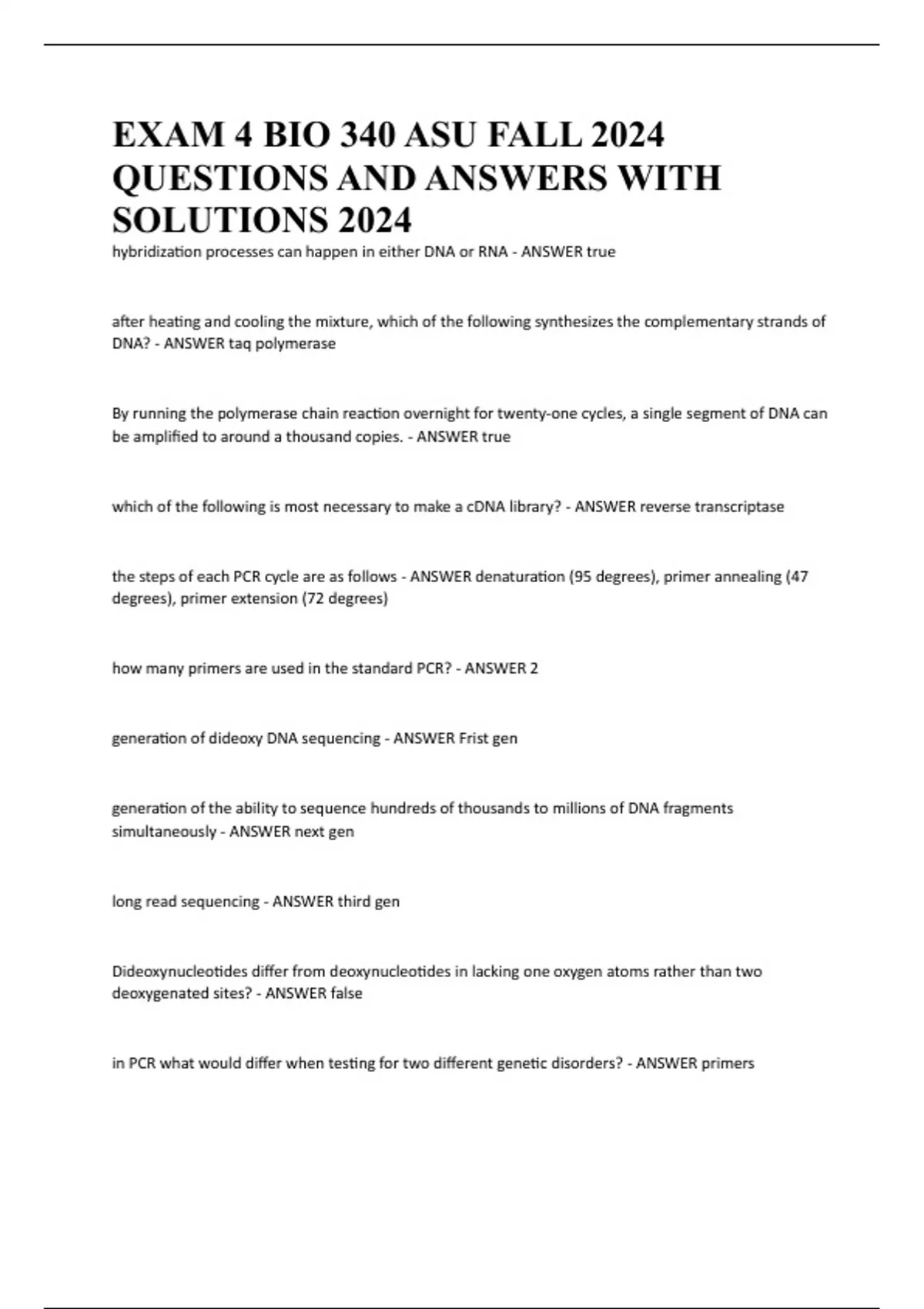 EXAM 4 BIO 340 ASU FALL 2024 QUESTIONS AND ANSWERS WITH SOLUTIONS 2024 - ASU BIO 340 - Stuvia US