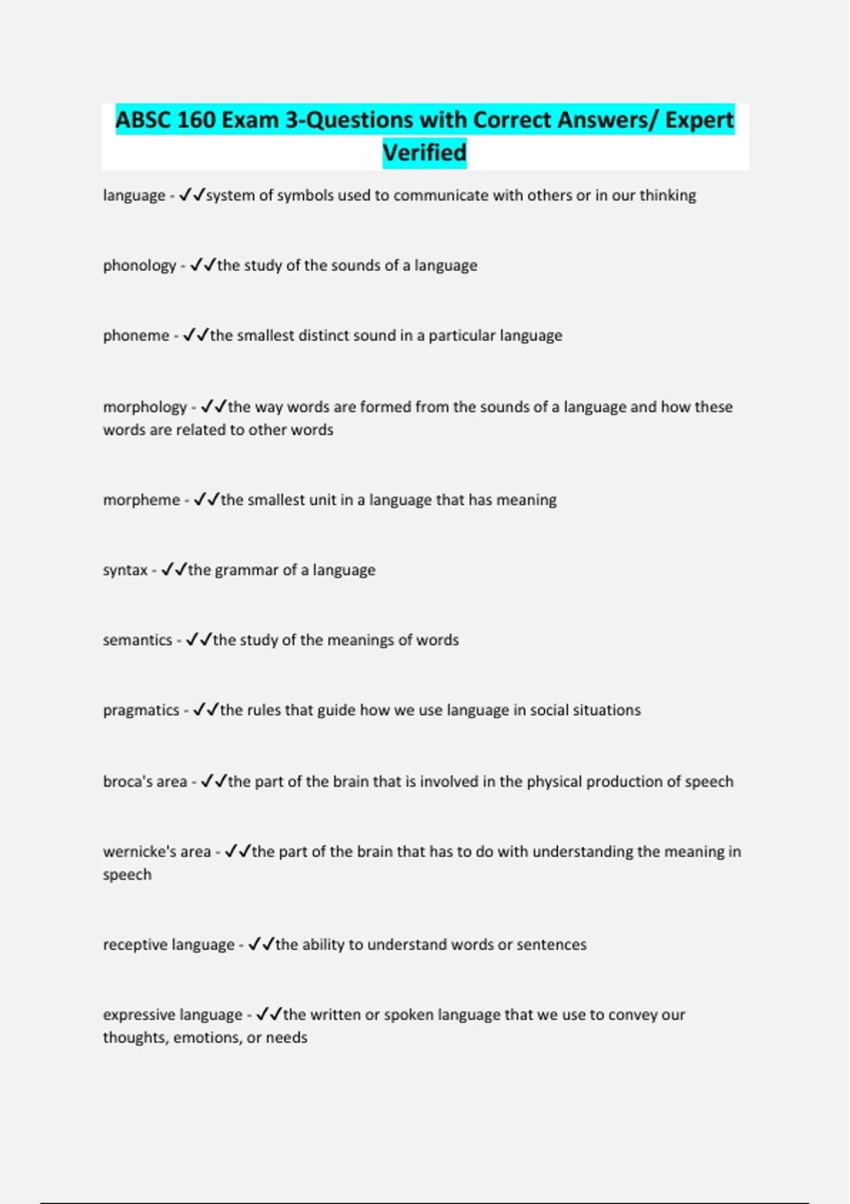ABSC 160 Exam 3-Questions with Correct Answers/ Expert Verified - ABSC ...