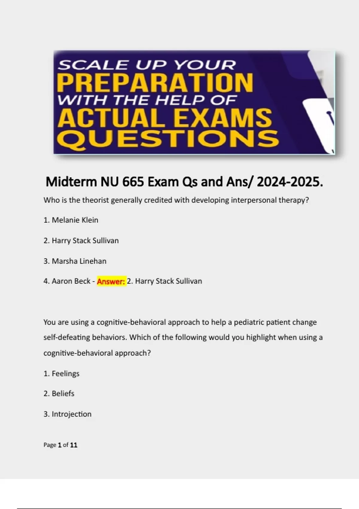 Midterm NU 665 Exam Qs and Ans/ . - NU 665 - Stuvia US