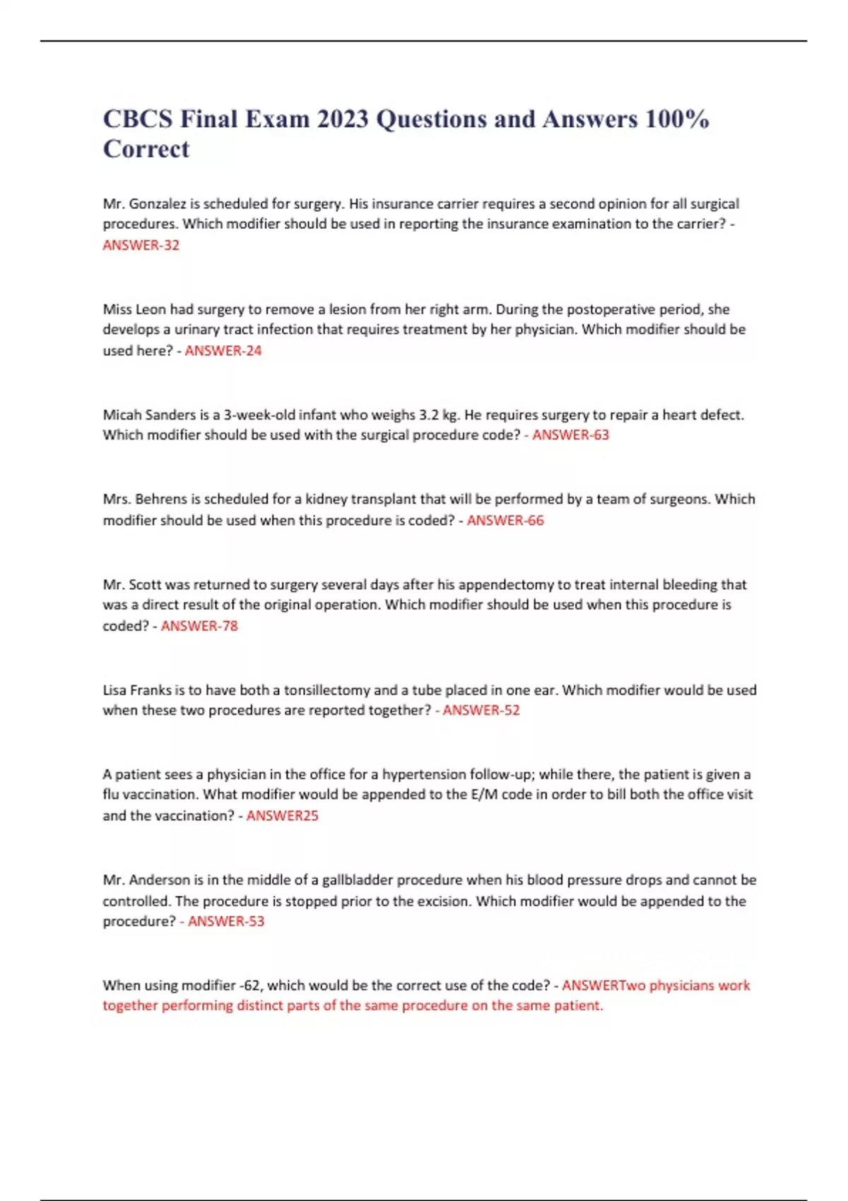 CBCS Final Exam 2023 Questions and Answers 100% Correct - CBCS - Stuvia US