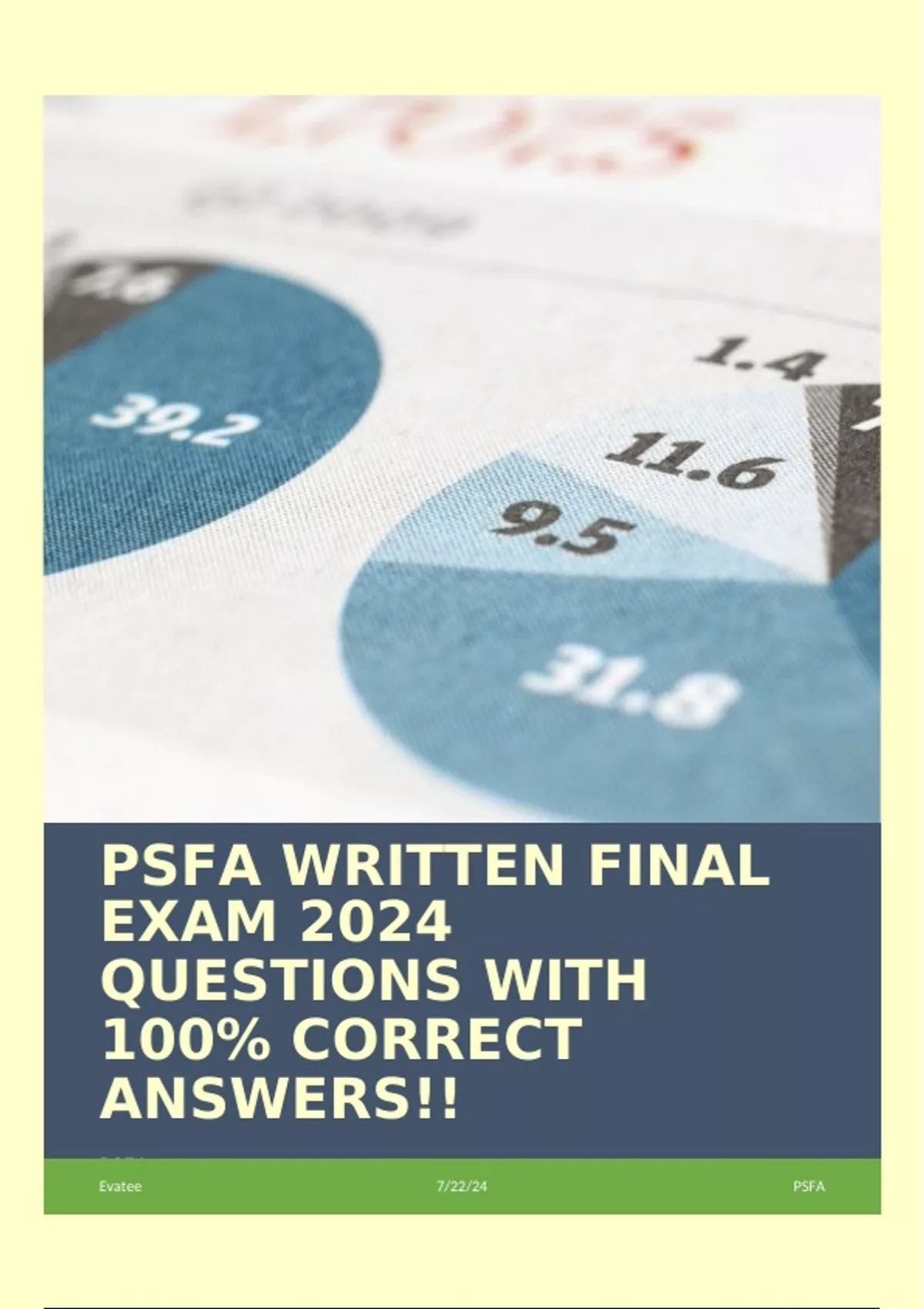 PSFA WRITTEN FINAL EXAM 2024 QUESTIONS WITH 100% CORRECT ANSWERS ...