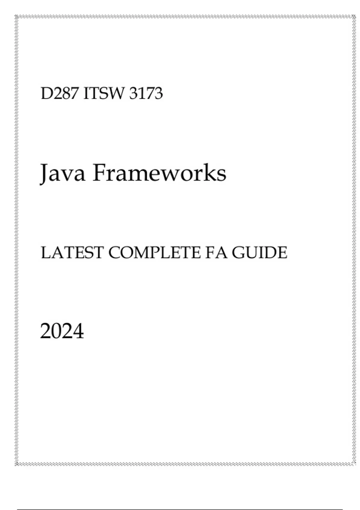 Wgu D287 Itsw 3173 Java Frameworks Latest Complete Fa Guide 2024