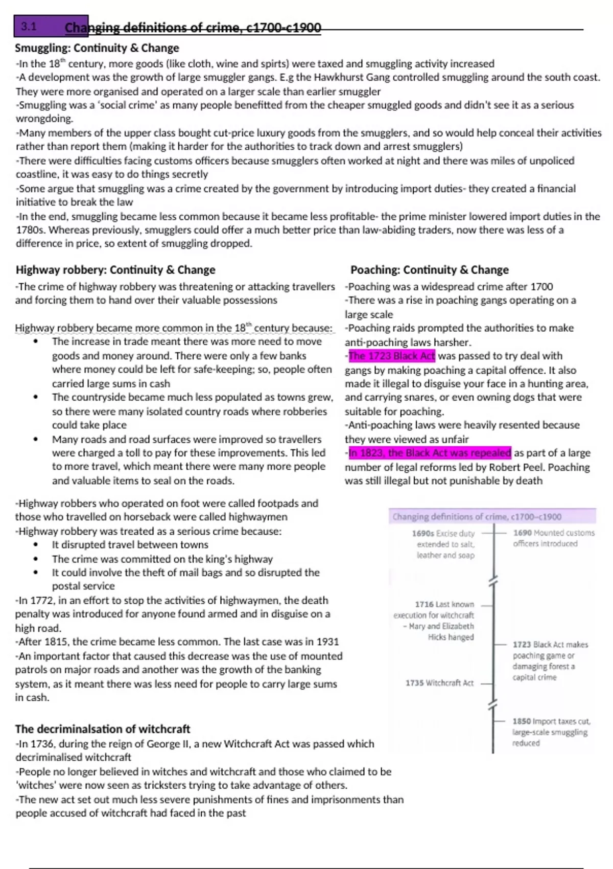 Summary GCSE Edexcel History Crime and Punishment Notes - History ...