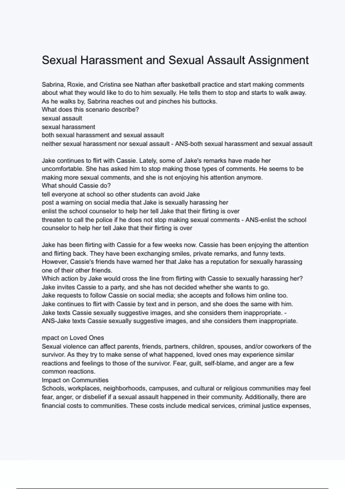 Sexual Harassment and Sexual Assault Assignment (1) - Module 1 Use It ...