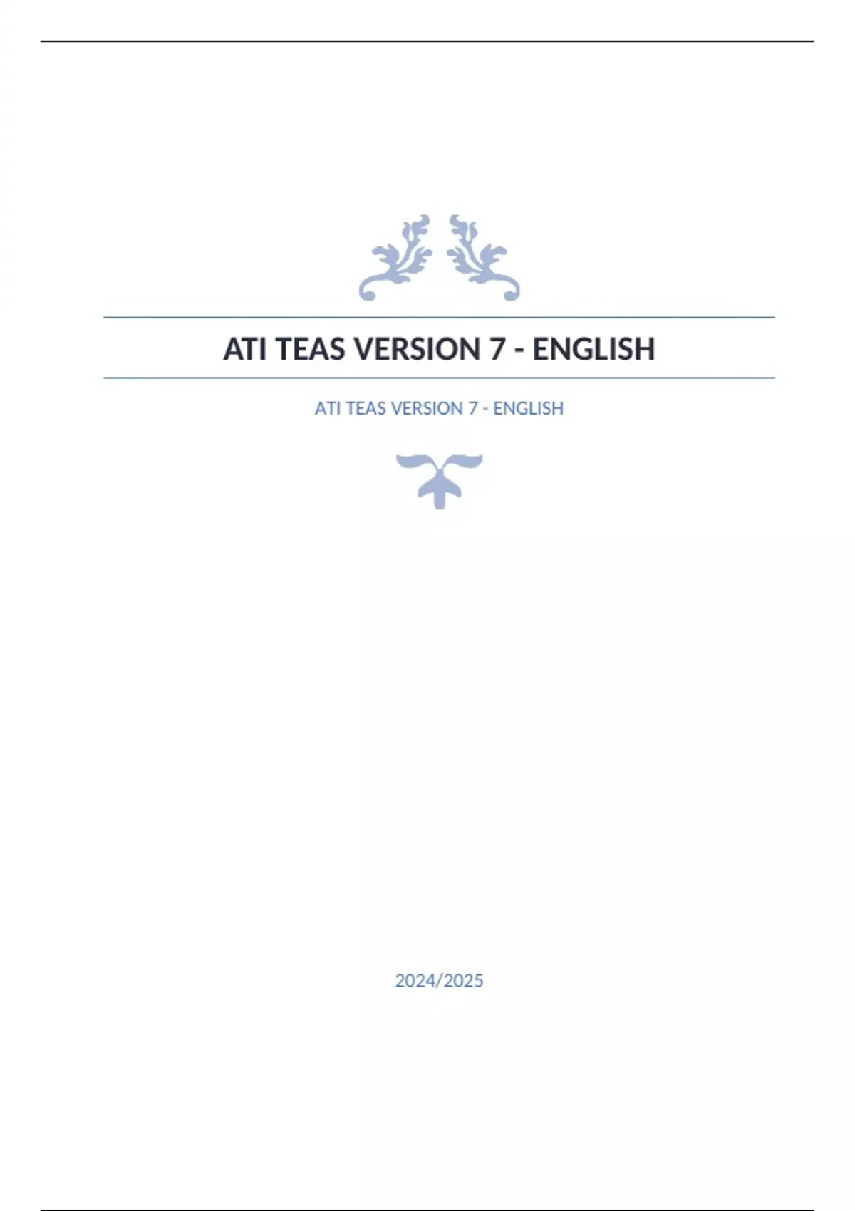ATI TEAS VERSION 7 Question and answers correctly solved - ATI TEAS 7 ...