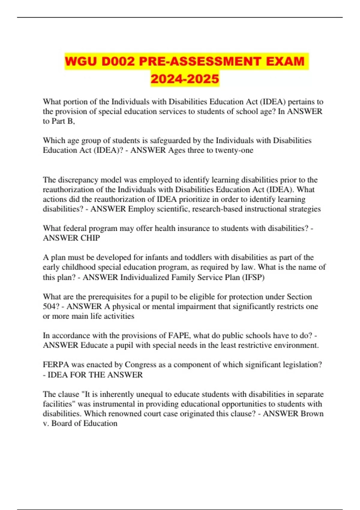 WGU D002 PRE-ASSESSMENT EXAM - WGU D002 - Stuvia US