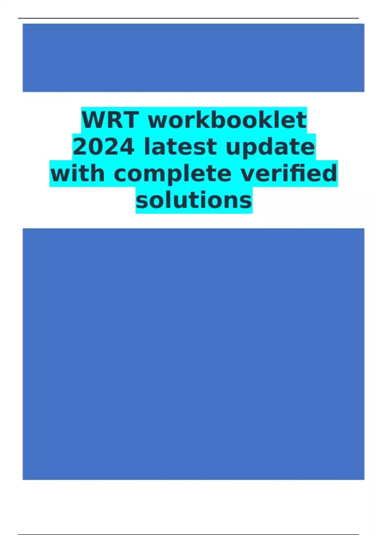 WRT workbooklet 2024 latest update with complete verified solutions ...