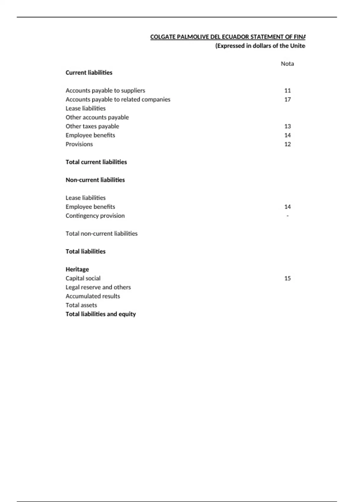 Colgate Palmolive Balance sheet ()-Business management IB - Business ...