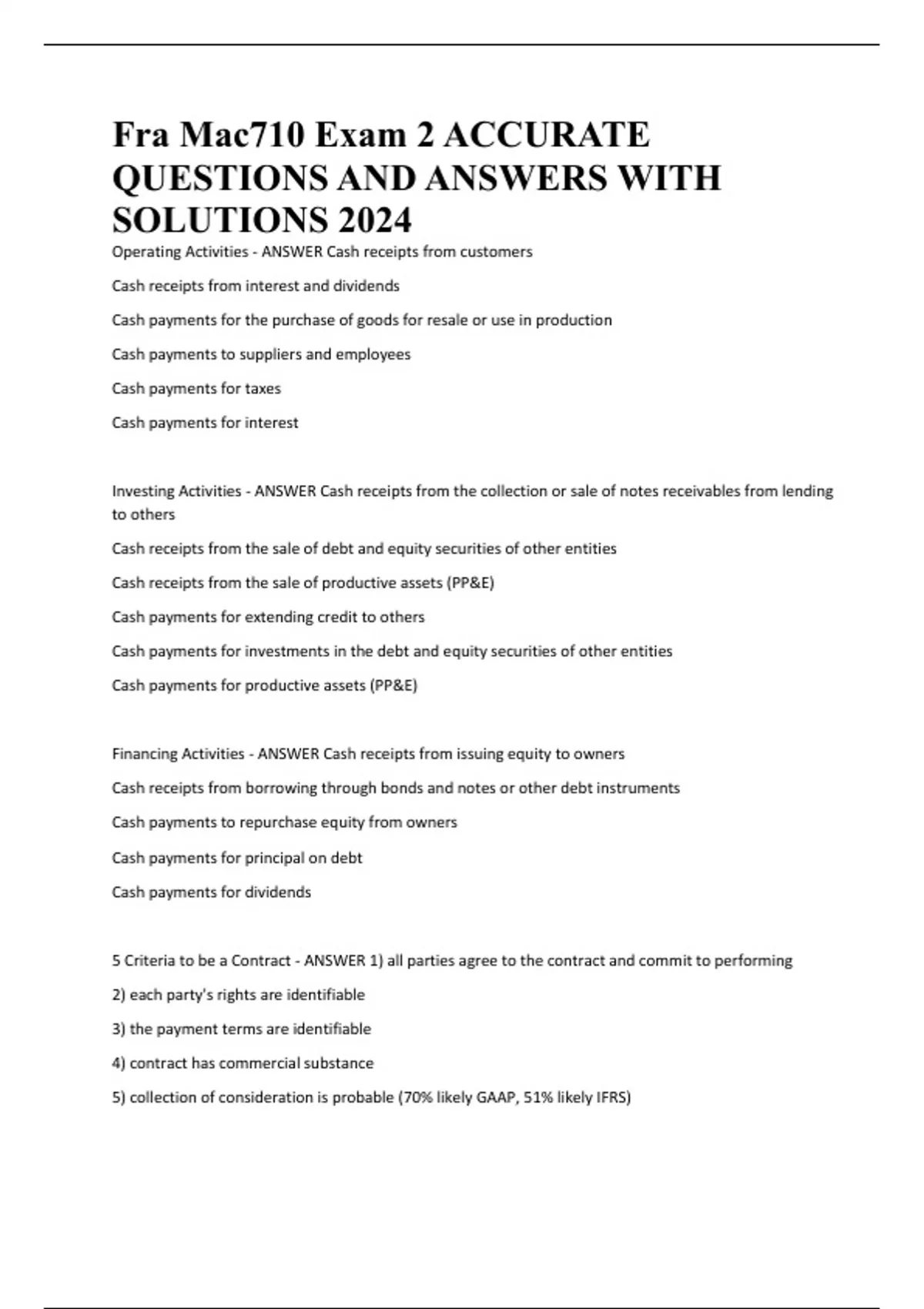 Fra Mac710 Exam 2 ACCURATE QUESTIONS AND ANSWERS WITH SOLUTIONS 2024 ...