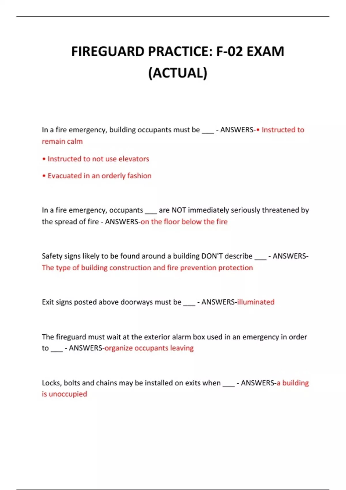FIREGUARD PRACTICE: F-02 EXAM (ACTUAL) 2024 QUESTIONS AND ANSWERS ...