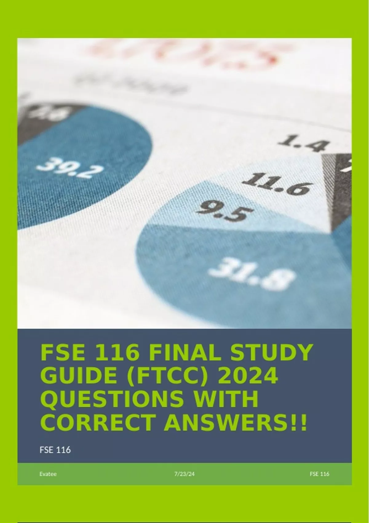 FSE 116 FINAL STUDY GUIDE (FTCC) 2024 QUESTIONS WITH CORRECT ANSWERS!! - FSE 116 - Stuvia US