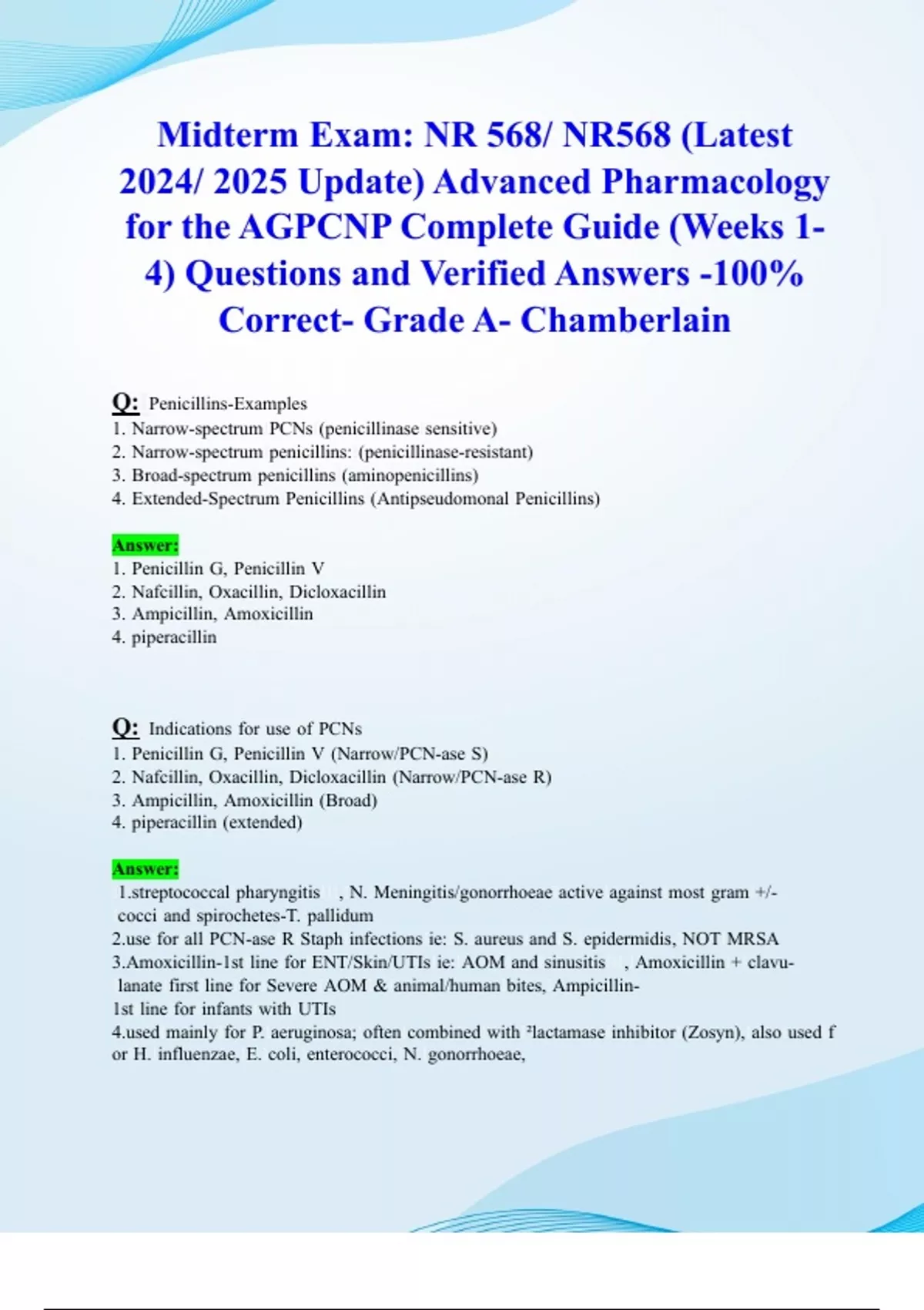 Midterm Exam: NR 568/ NR568 (Latest 2024/ 2025 Update) Advanced ...