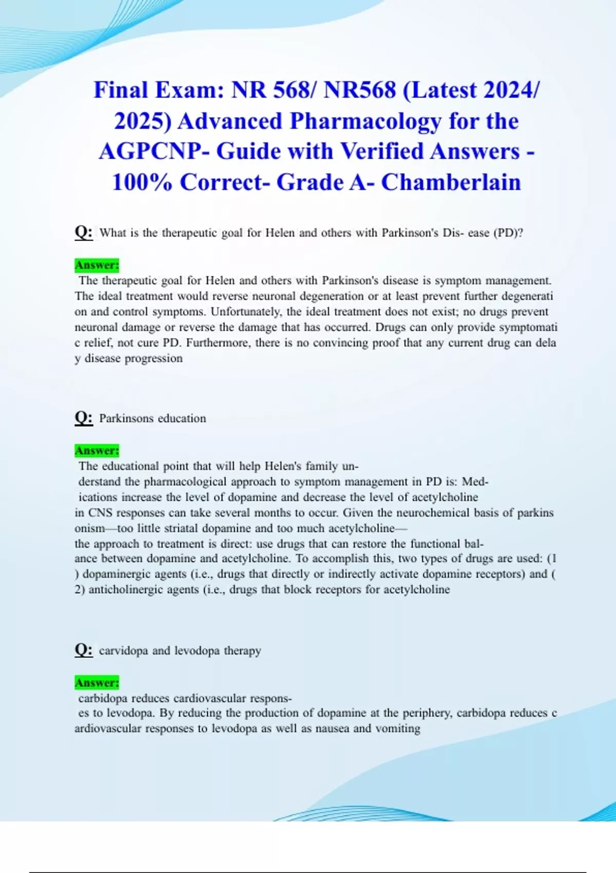 Final Exam: NR 568/ NR568 (Latest 2024/ 2025 Update) Advanced ...