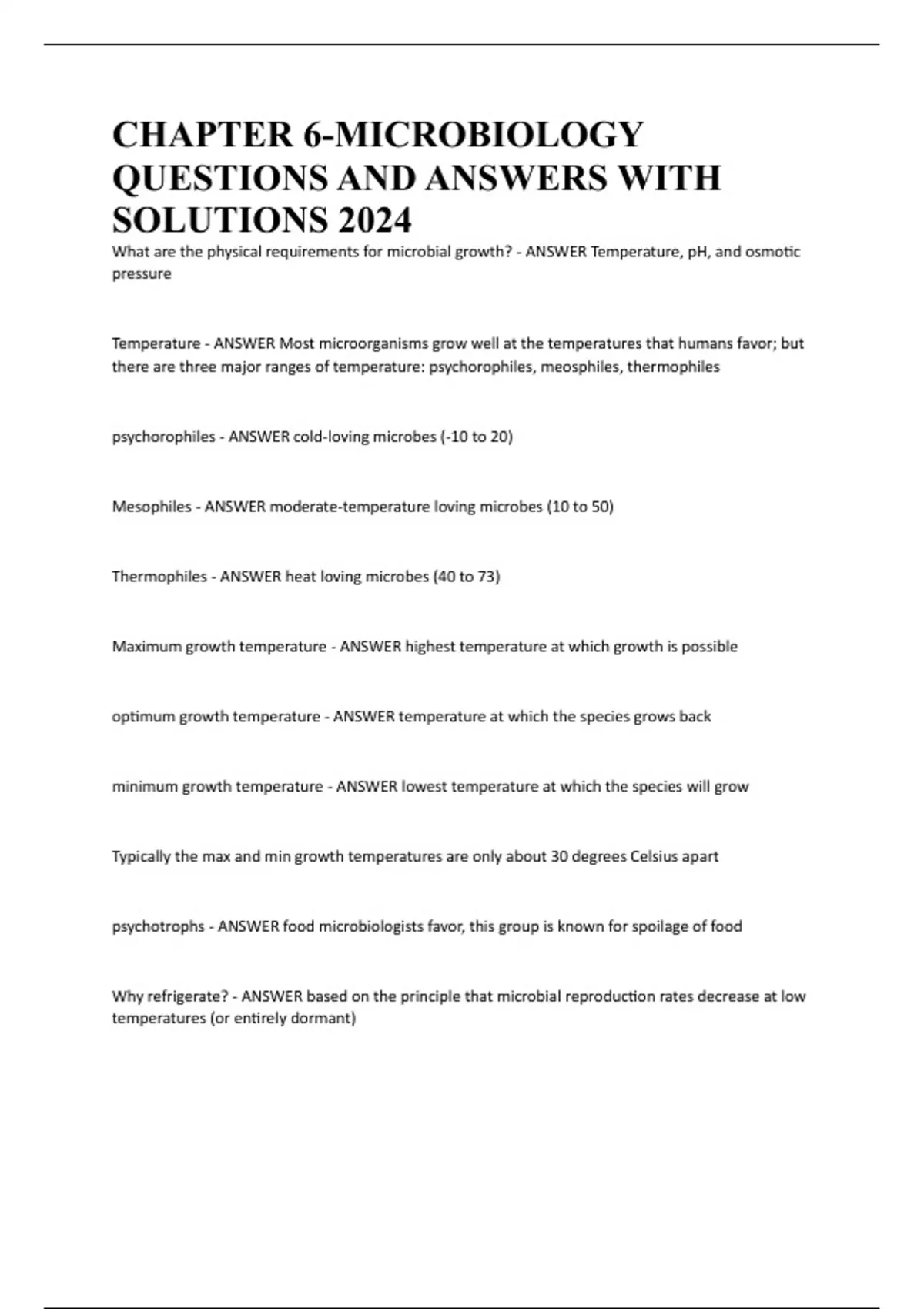 CHAPTER 6-MICROBIOLOGY QUESTIONS AND ANSWERS WITH SOLUTIONS 2024 ...