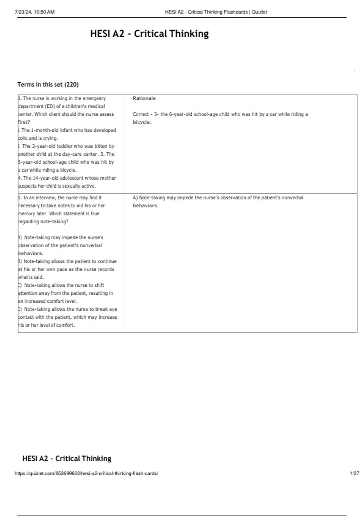 HESI A2 - Critical Thinking Flashcards _ (ALL CHAPTERS, complete questions and answers).pdf ...