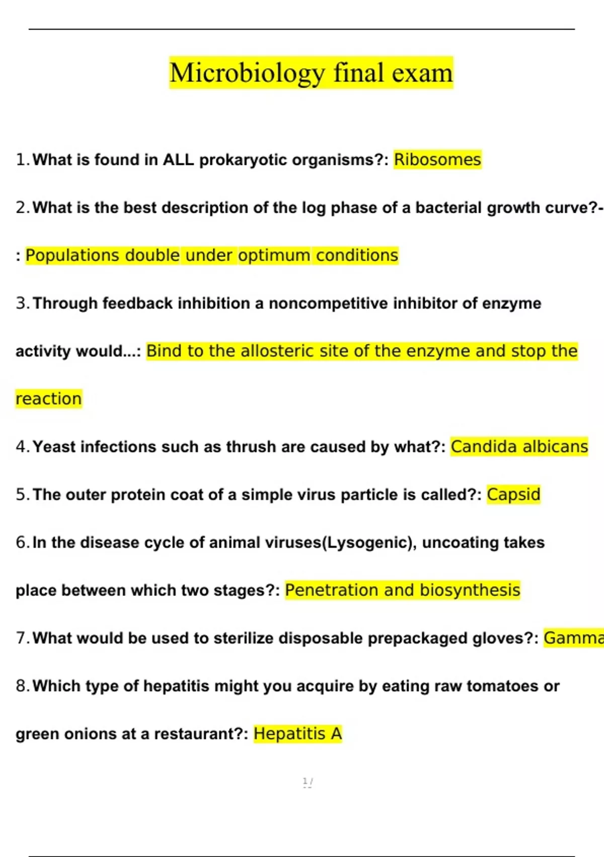 Microbiology final exam Questions and Answers (2024 / 2025) (Verified Answers) - Microbiology ...