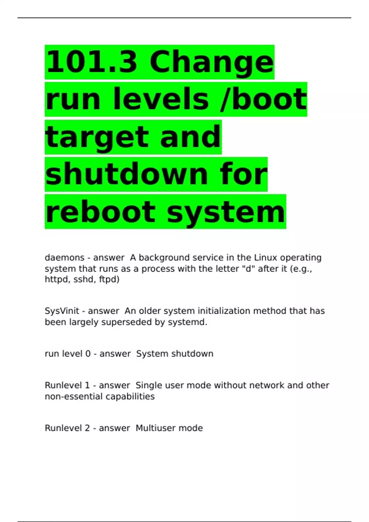 101.3 Change run levels /boot target and shutdown for reboot system - Start Up and Shutdown ...