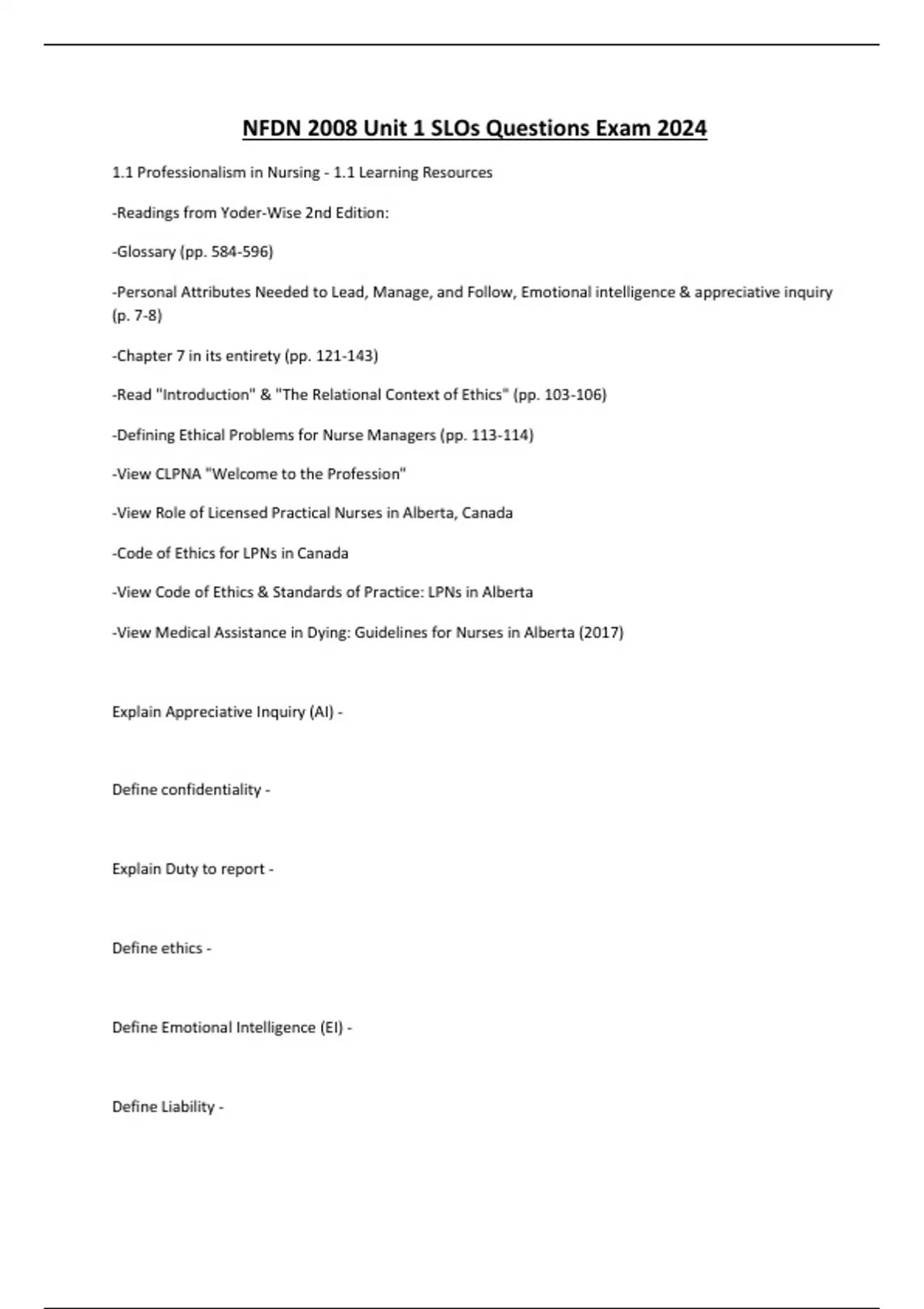 NFDN 2008 Final Exam Review 100% Correct 2024, NFDN 2008 FINAL Exam Review Qs&As, NFDN 2008 ...