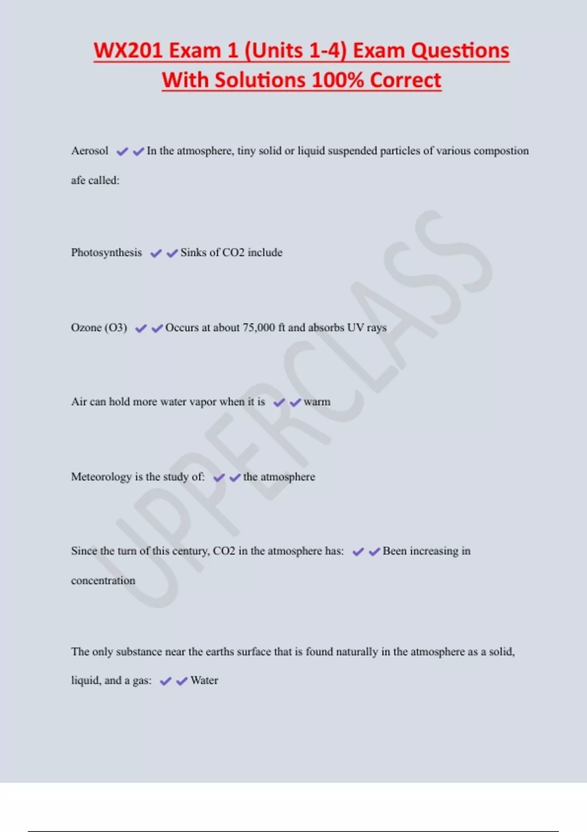 WX201 Exam 1 (Units 1-4) Exam Questions With Solutions 100% Correct ...