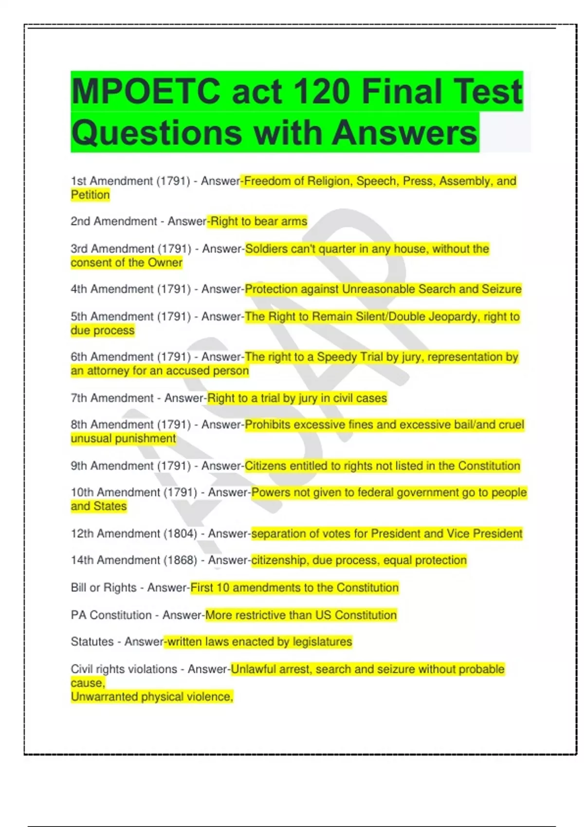 MPOETC act 120 Final Test Questions with Answers - MPOETC act 120 ...