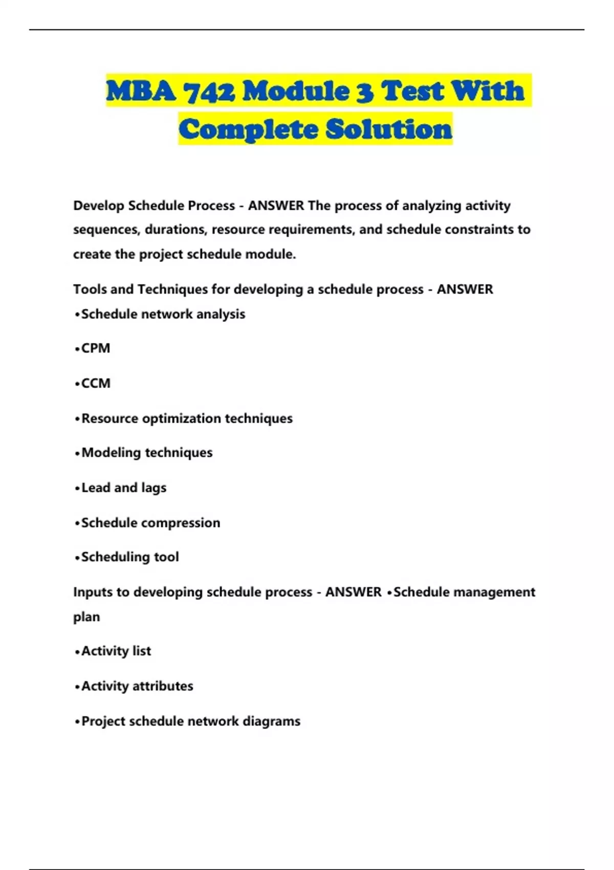 MBA 742 Module 3 Test With Complete Solution - MBA 742 - Stuvia US