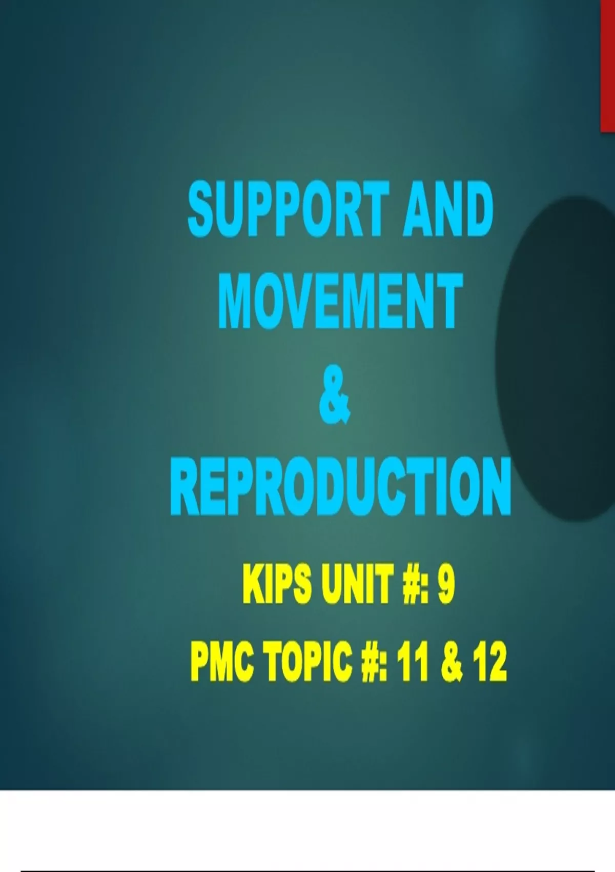 Support and movement and reproduction presentation - Biology - Stuvia US