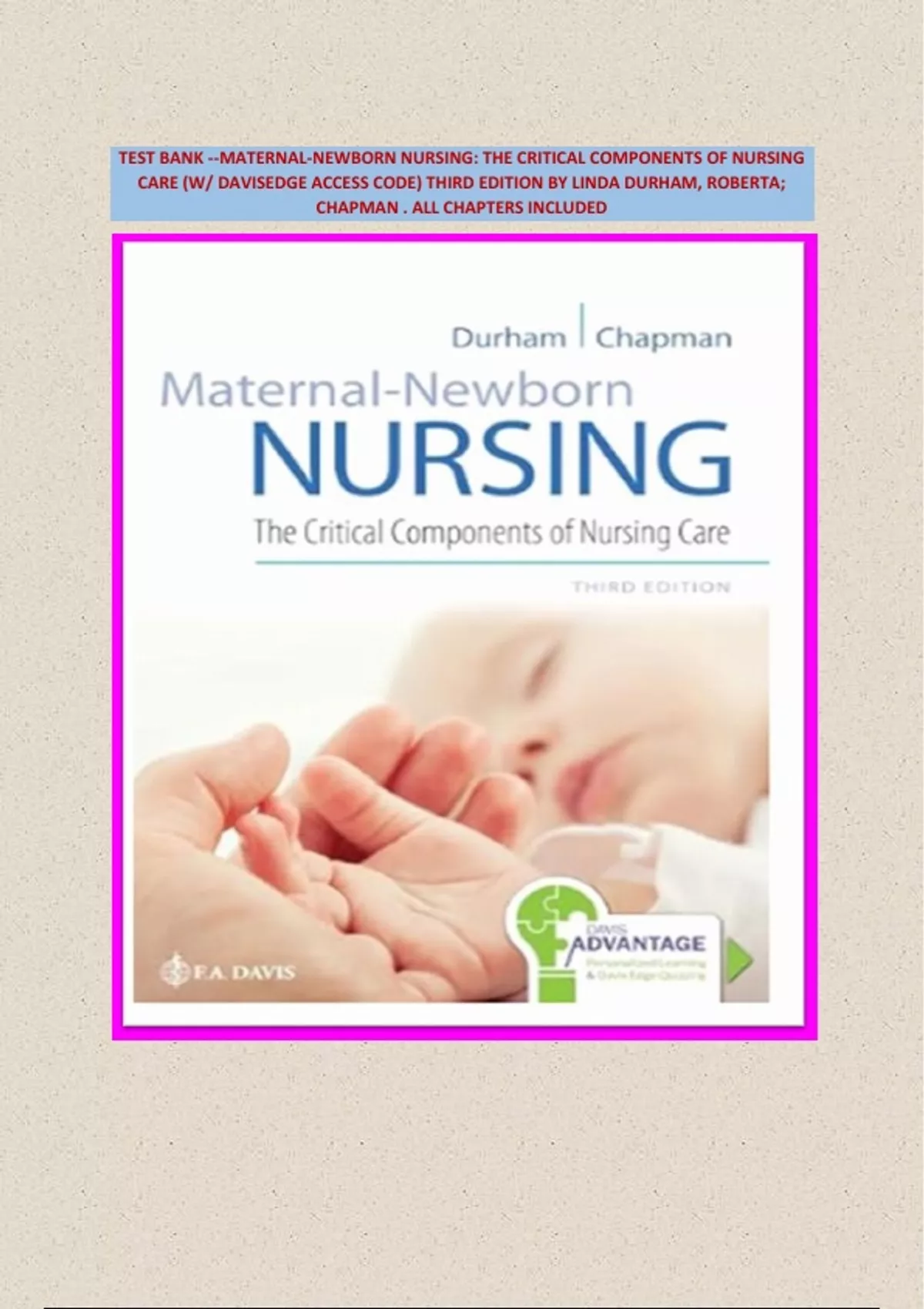 TEST BANK --MATERNAL-NEWBORN NURSING: THE CRITICAL COMPONENTS OF ...