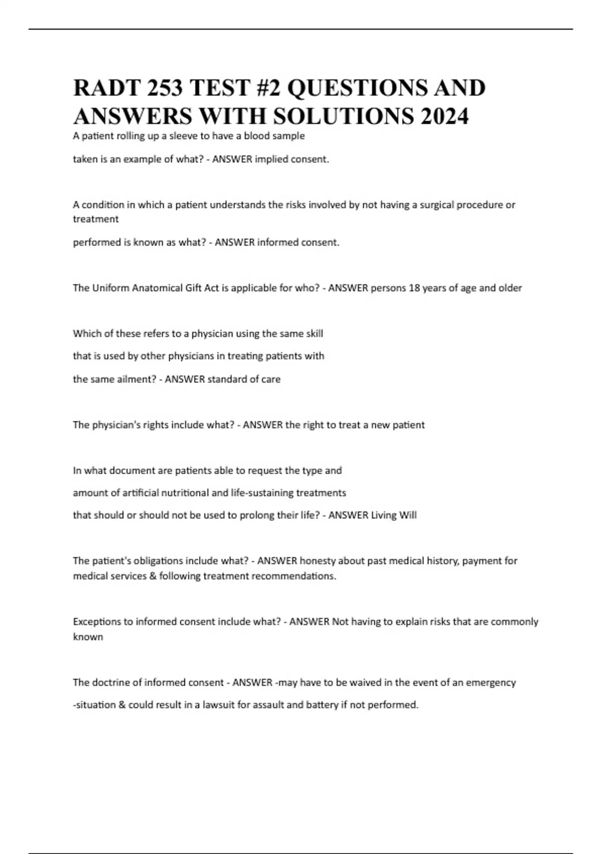 RADT 253 TEST #2 QUESTIONS AND ANSWERS WITH SOLUTIONS 2024 - Registered ...