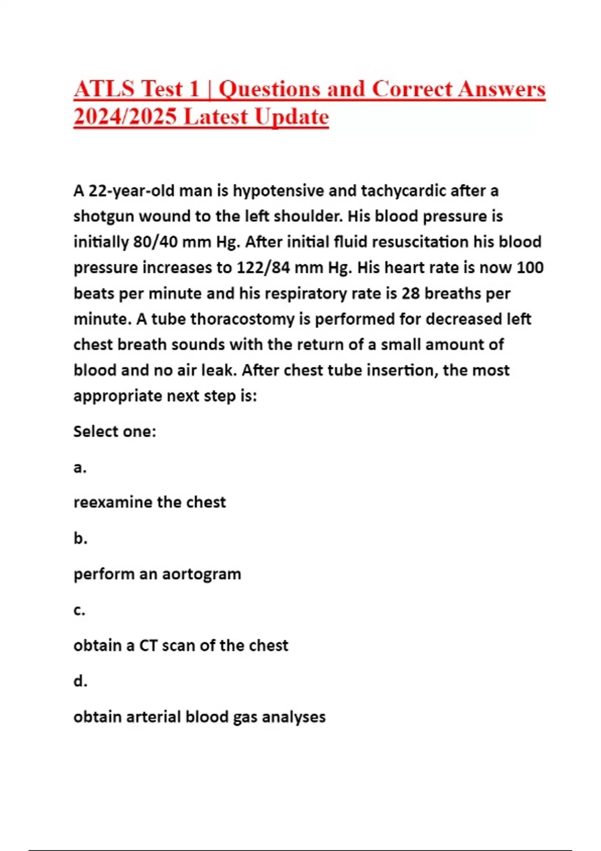 ATLS Test 1 | Questions and Correct Answers 2024/2025 Latest Update ...
