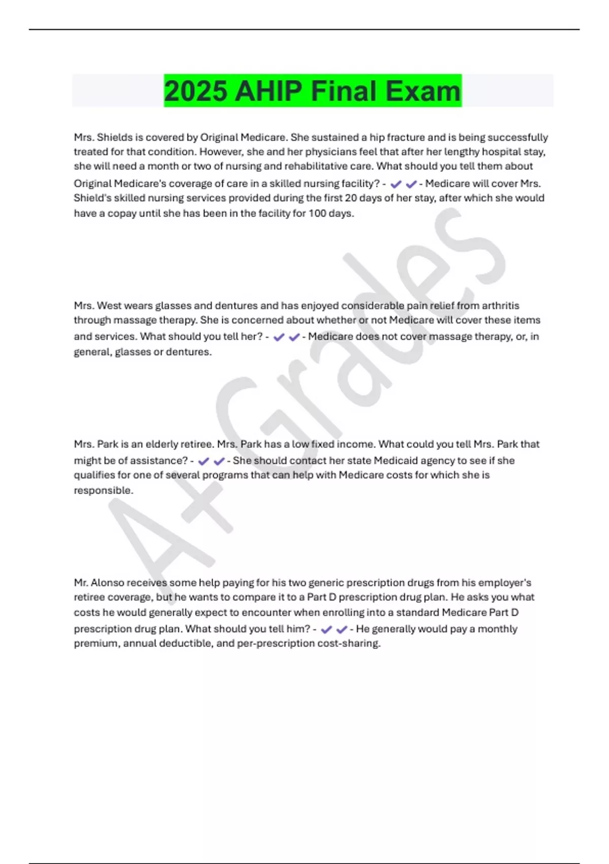 2025 AHIP Final Exam - 2025 AHIP - Stuvia US