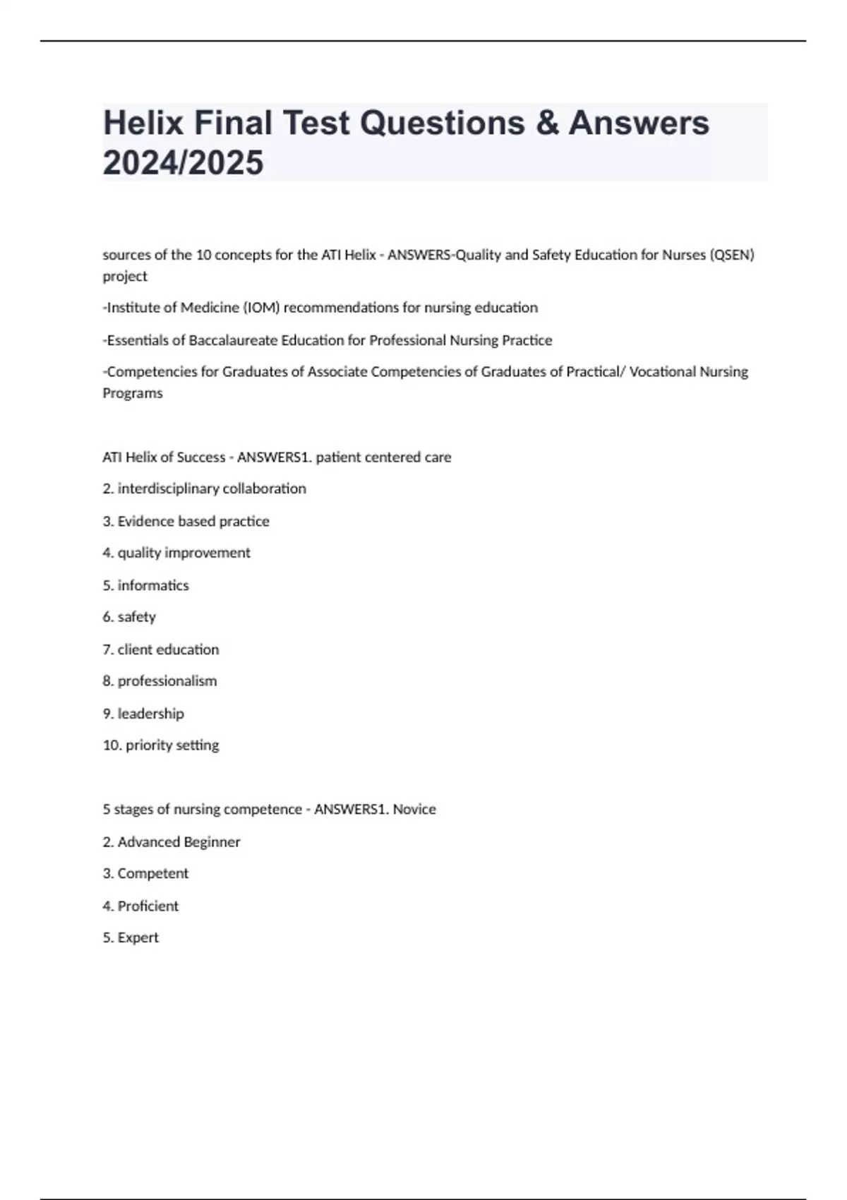 Helix Final Test Questions & Answers 2024/2025 - Helix - Stuvia US