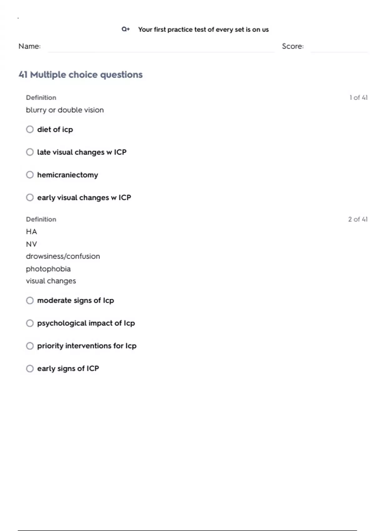 INCREASED INTRACRANIAL PRESSURE (ICP) NCLEX QUESTIONS & ANSWERS SOLVED ...