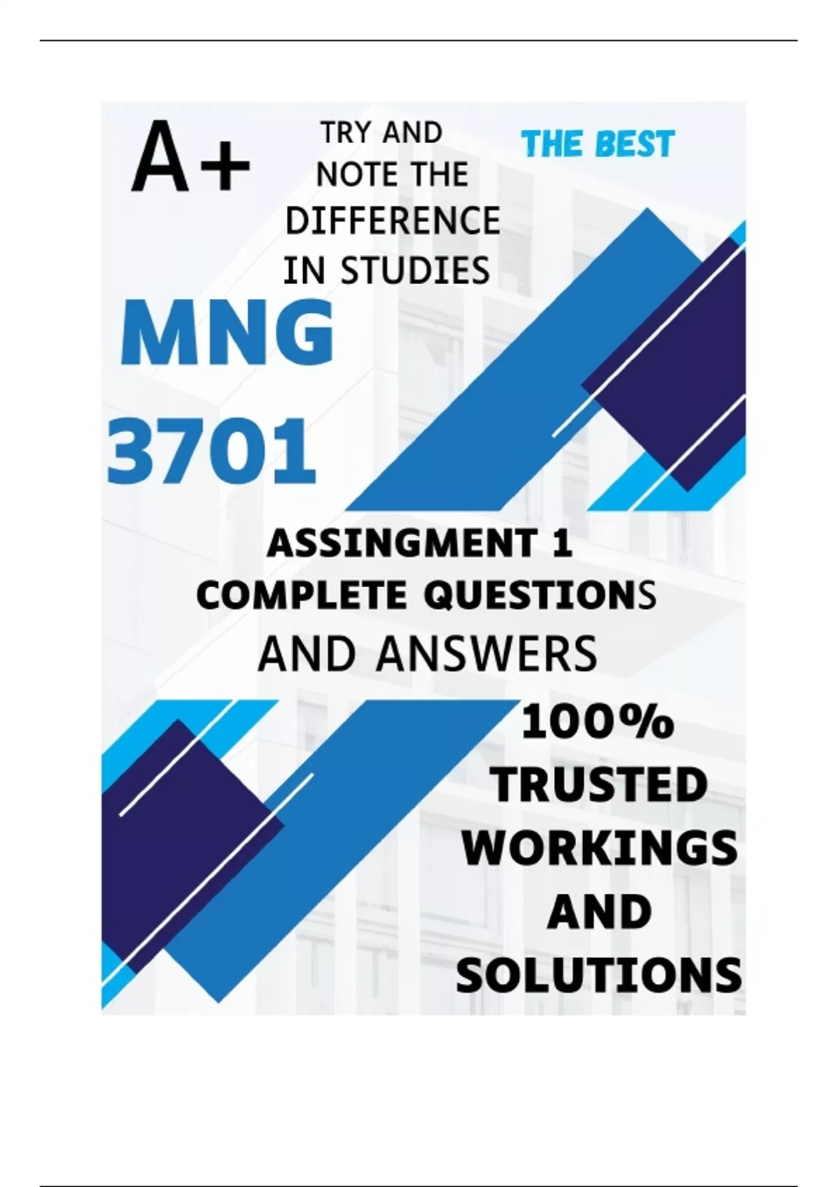 MNG3701 Assignment 1 (COMPLETE ANSWERS) Semester 2 2024 (620695) - DUE ...