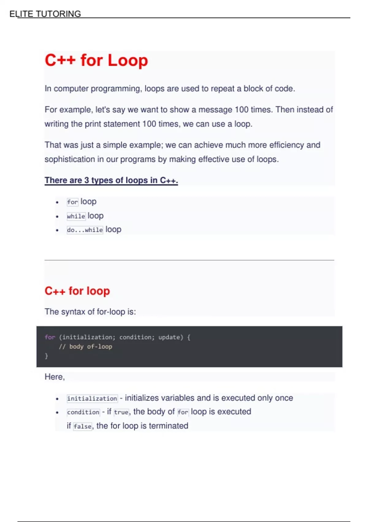 Summary C++ for, While, Do-While Loops - Problem Solving With C++,Savitch,8e 1681 - Stuvia US