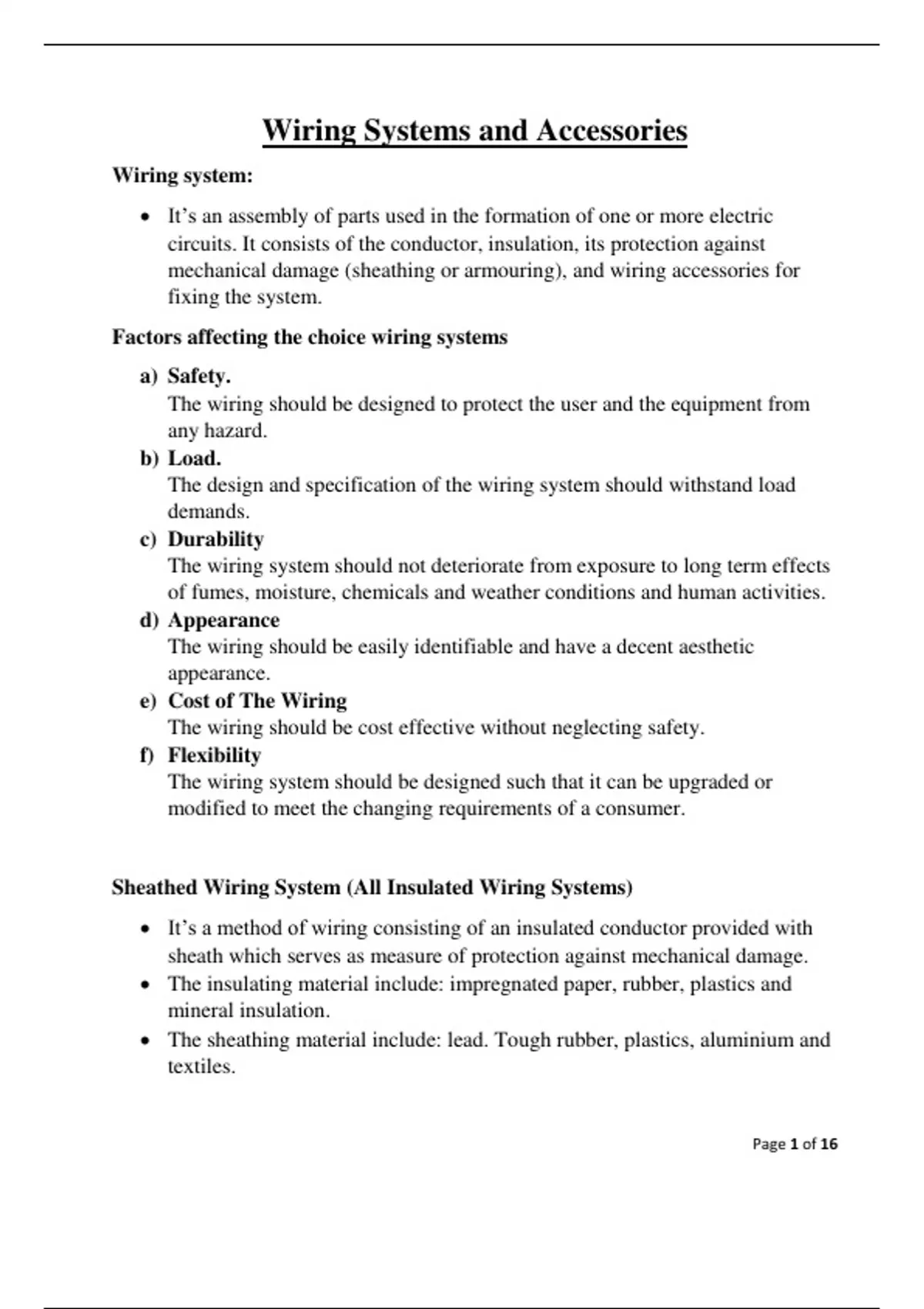 Summary Wiring system and accessories - Electrical engineering - Stuvia US