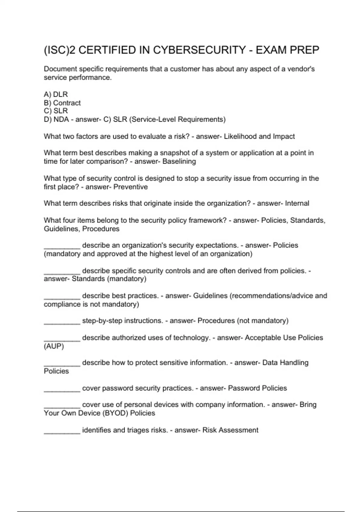 (ISC)2 CERTIFIED IN CYBERSECURITY - EXAM PREP - 2 CERTIFIED IN ...