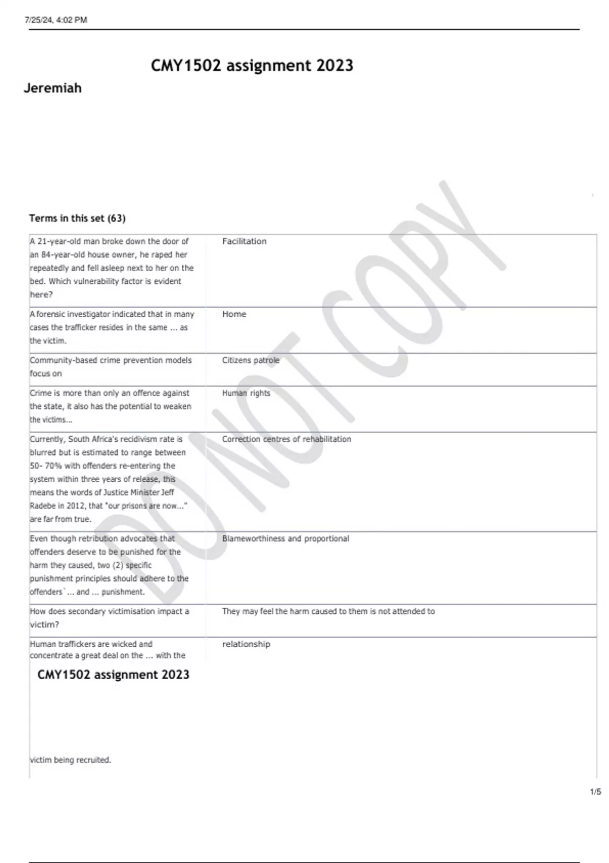 CMY1502 assignment 2023 Flashcards _ (DETAILED ANSWERS) 2024 ...