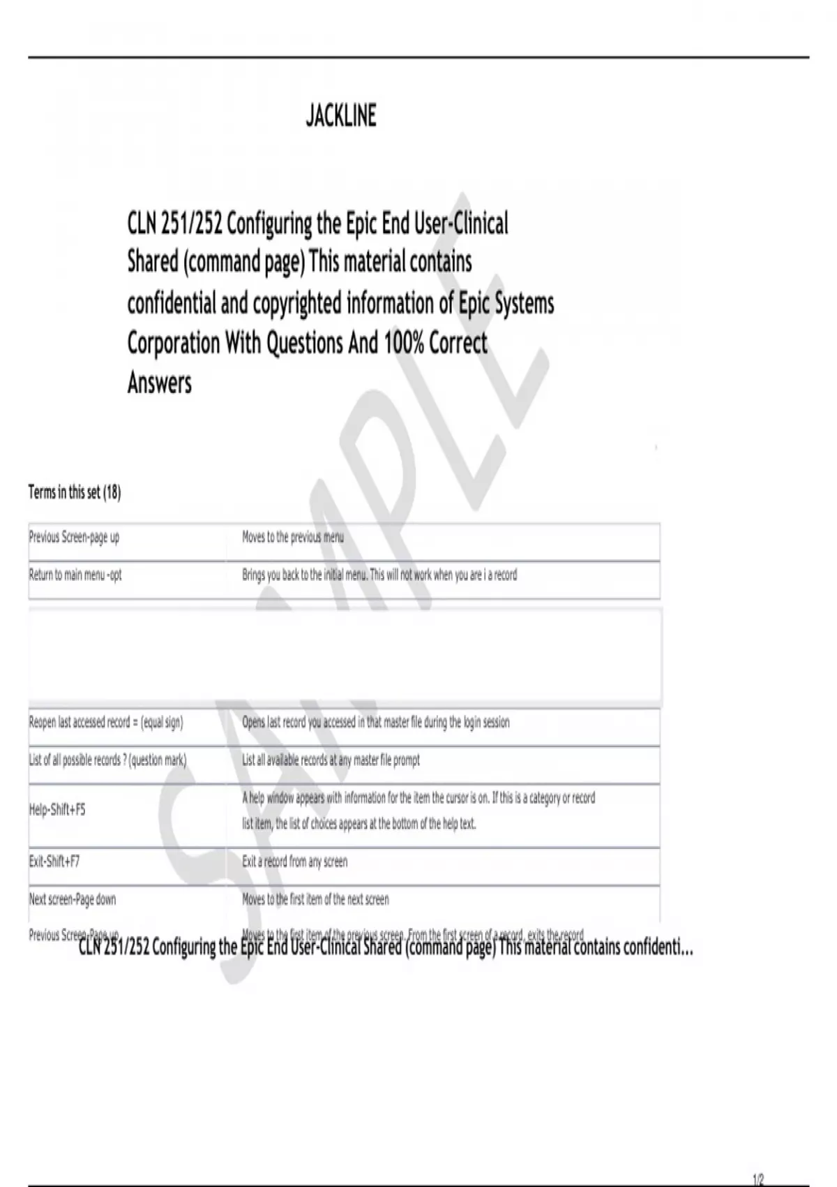 CLN 251/252 Configuring the Epic End User-Clinical Shared (command page ...