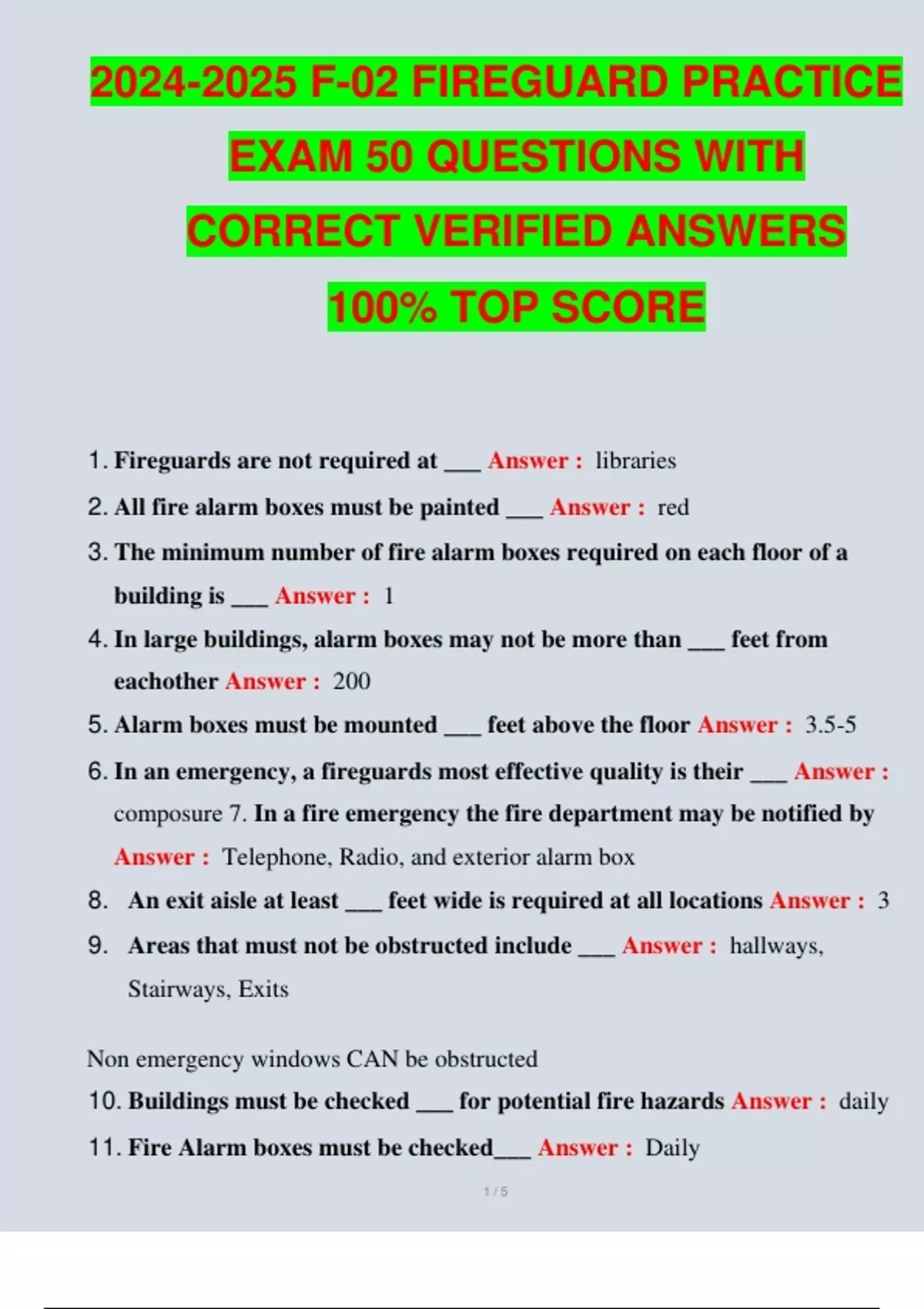 2025 F-02 FIREGUARD PRACTICE EXAM 50 QUESTIONS WITH CORRECT VERIFIED ...