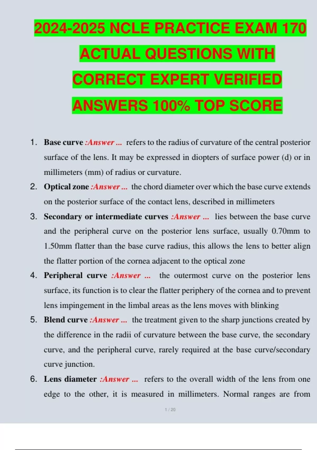 NCLE PRACTICE EXAM 170 ACTUAL QUESTIONS WITH CORRECT EXPERT VERIFIED ...