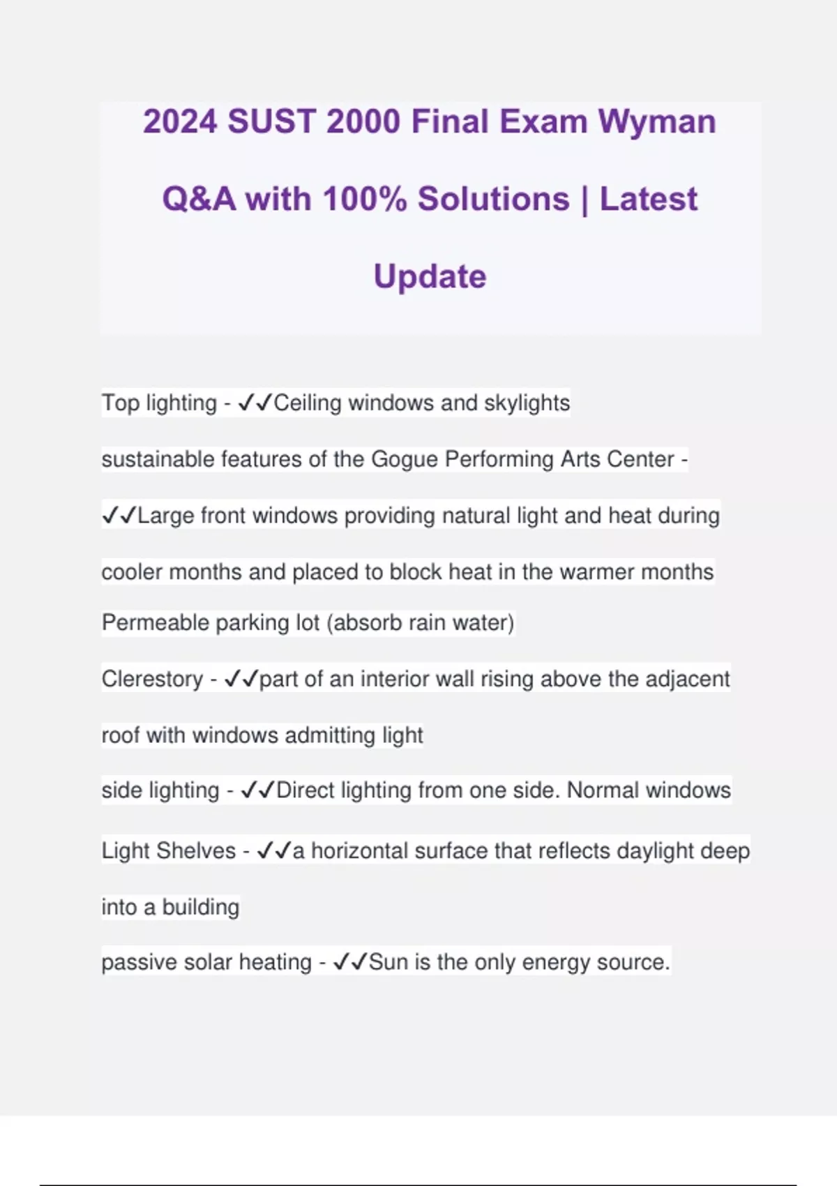 2024 SUST 2000 Final Exam Wyman Q&A with 100% Solutions | Latest Update ...