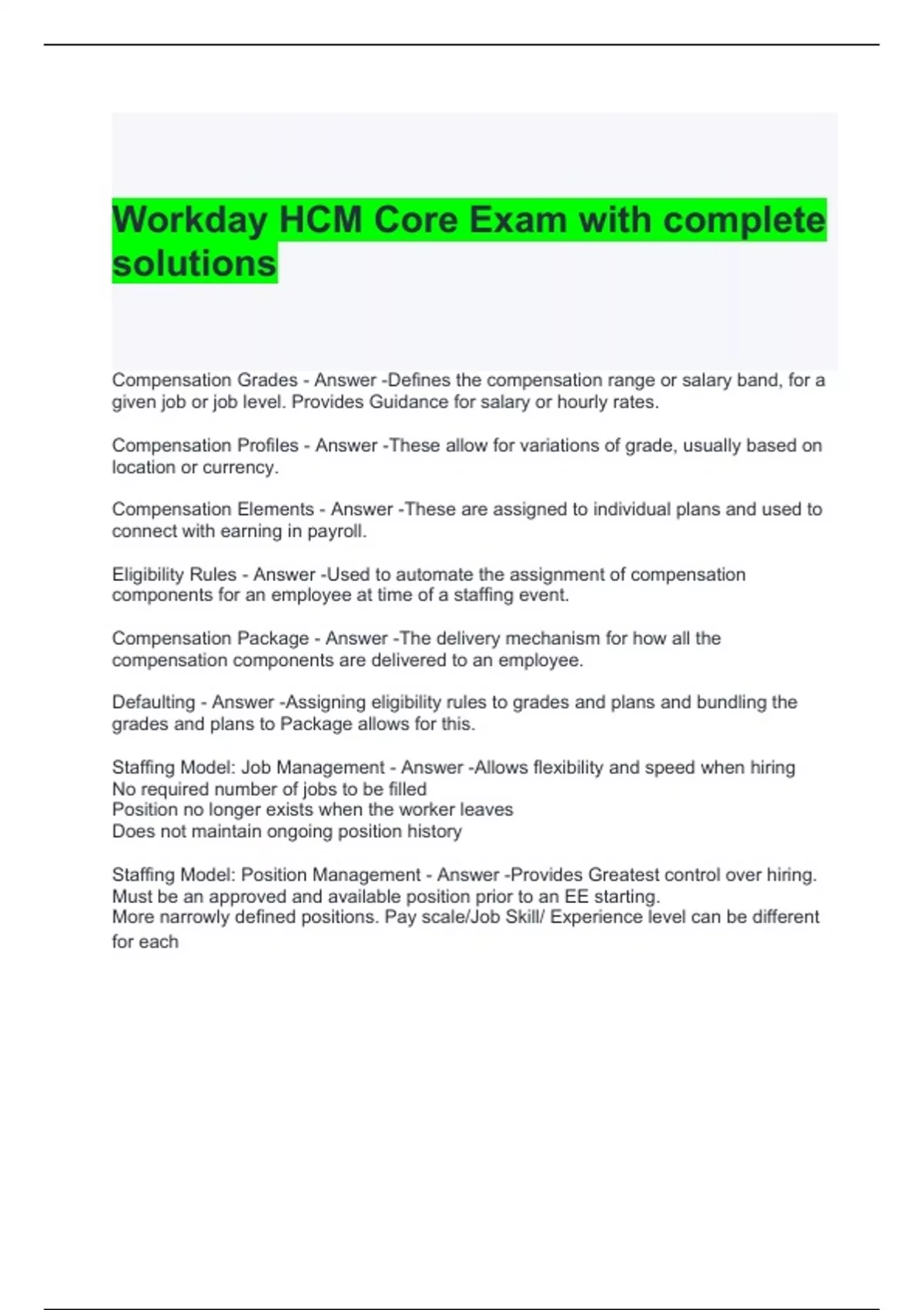 Workday HCM Core Exam with complete solutions - Workday HCM - Stuvia UK