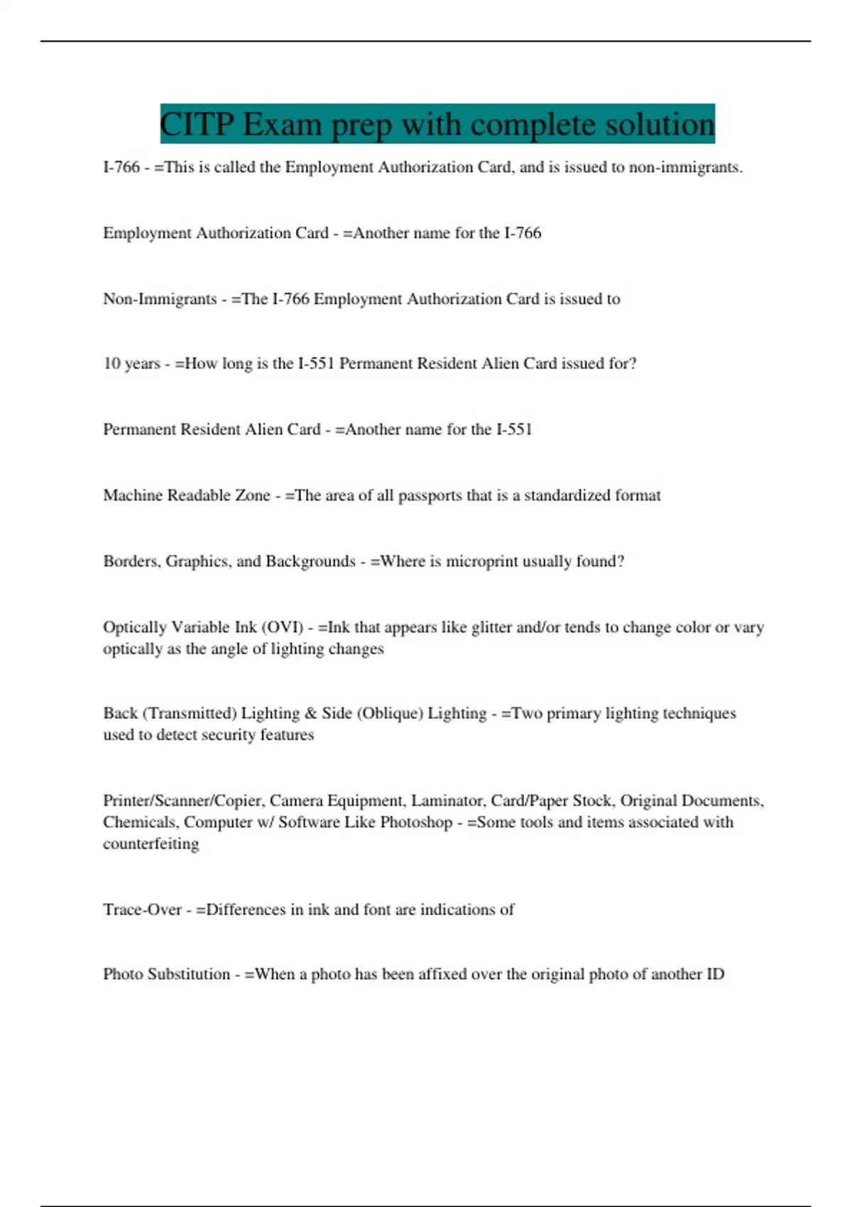 CITP Exam prep with complete solutio - CITP - Stuvia US