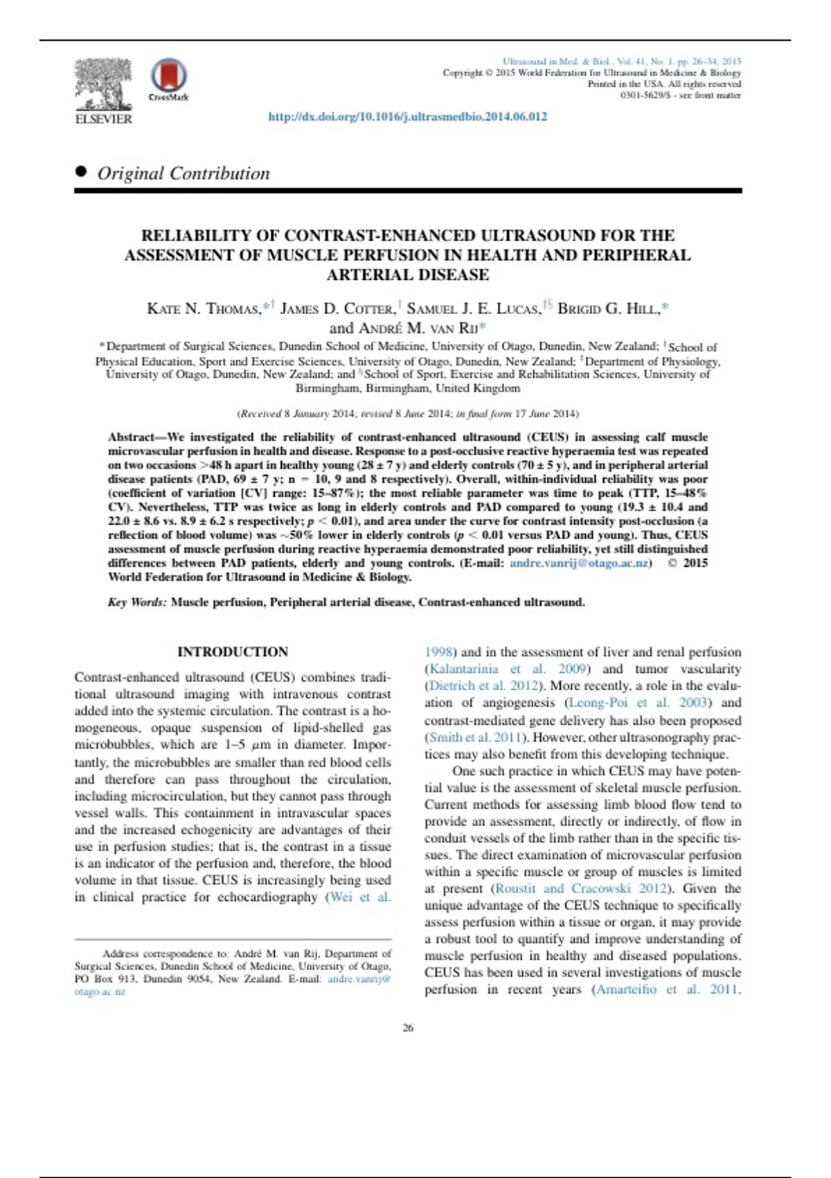 RELIABILITY OF CONTRAST-ENHANCED ULTRASOUND FOR THE ASSESSMENT OF ...
