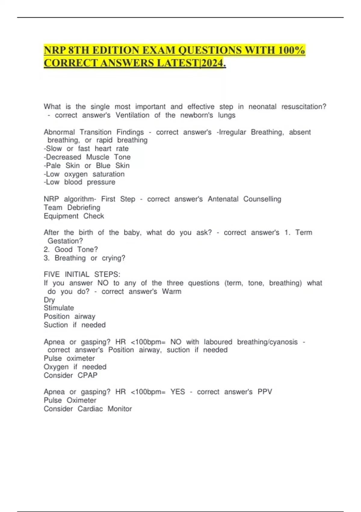 ALL ABOUT NRP 8TH EDITION NRP 8TH EDITION: ONLINE LEARNING ASSESSMENT ...