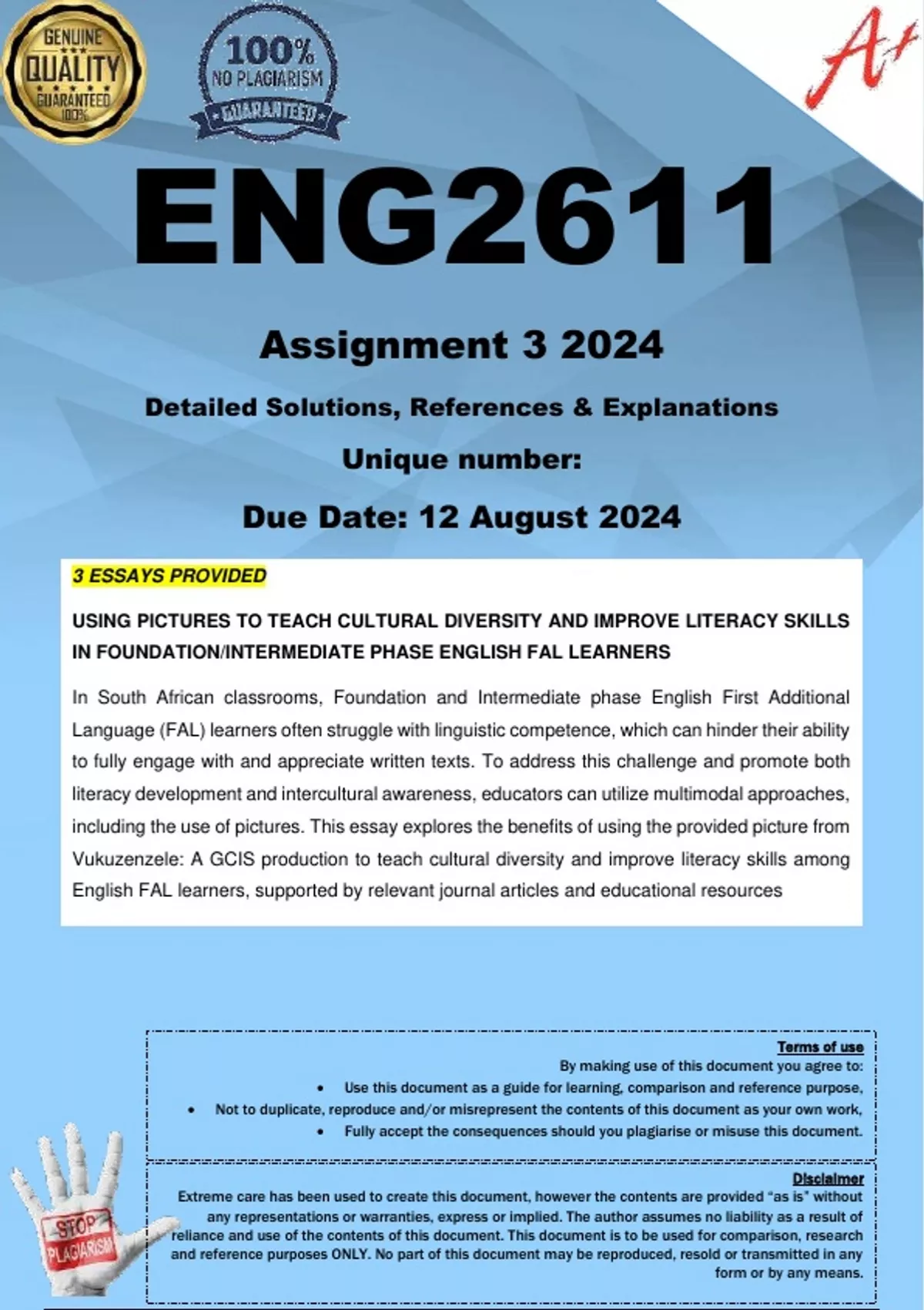 ENG2611 Assignment 3 (COMPLETE ANSWERS) 2024 - DUE 12 August 2024 ...